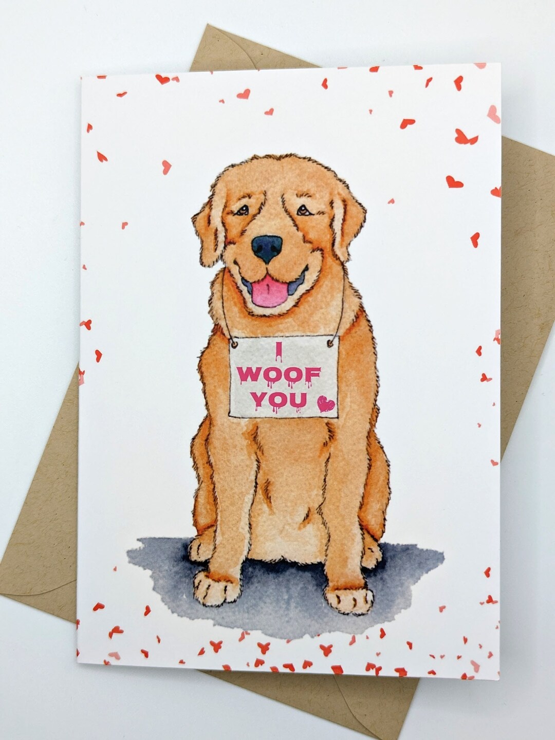 Golden Retriever Card | Yellow Lab | Love You | I Woof You | Valentine ...