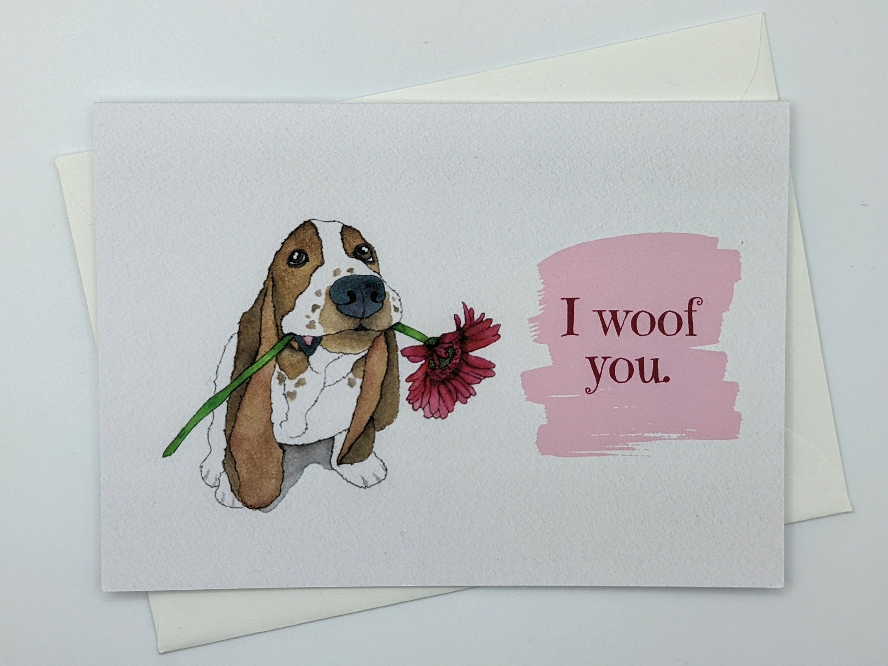 Basset Hound Card I Love You Dog Card Valentine's - Etsy