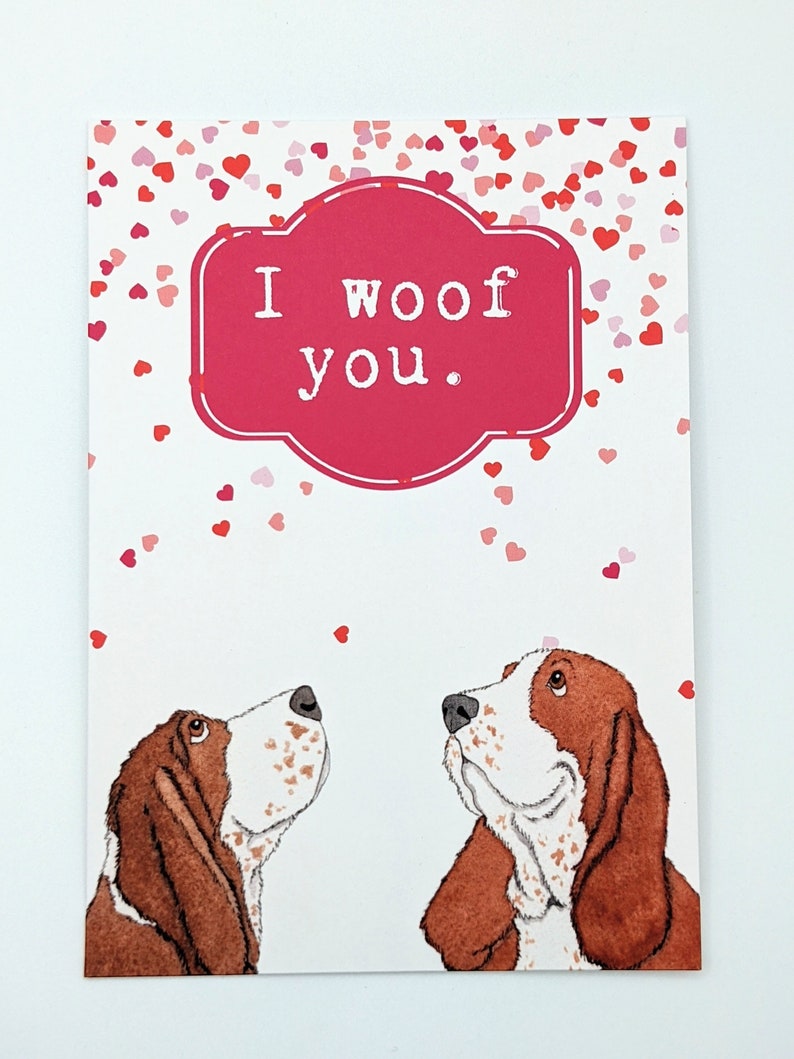 Basset Hound Card | Hearts | I Love You | Anniversary | Valentine's Day ...
