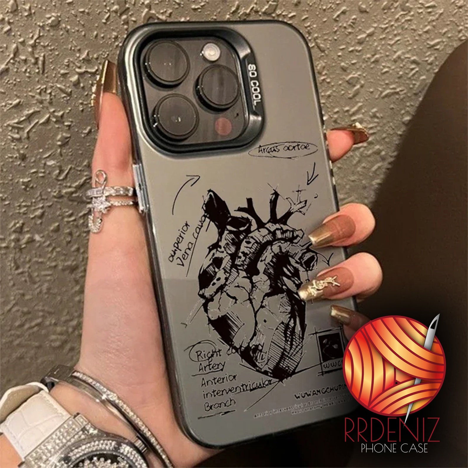 Heart Pattern Matte Lase Creative Phone Case - Etsy