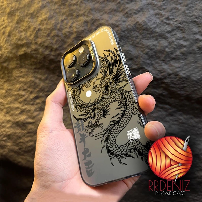 Dragon Pattern Matte Black Creative Laser Phone Case - Etsy
