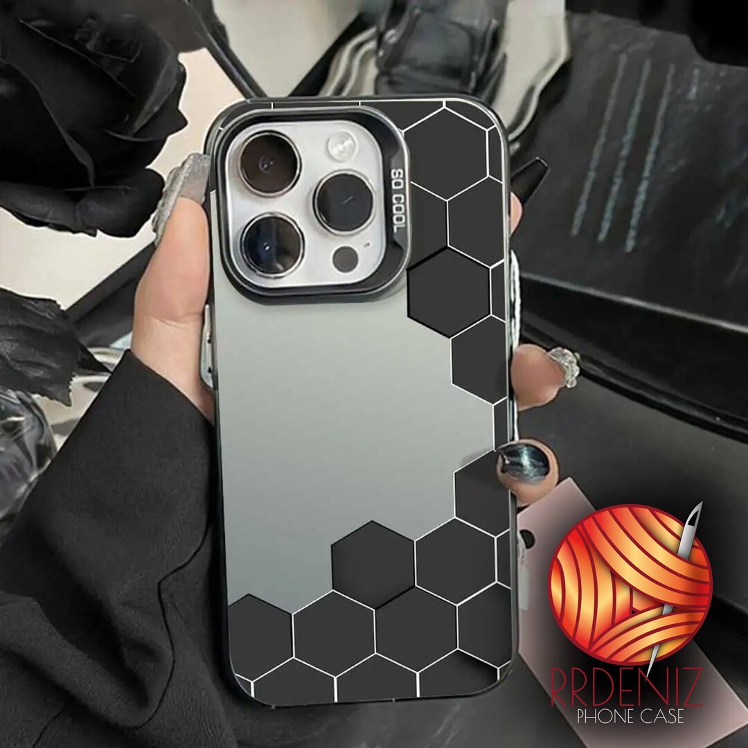 Geometric Shape Patterned Matte Black Phone Case - Etsy