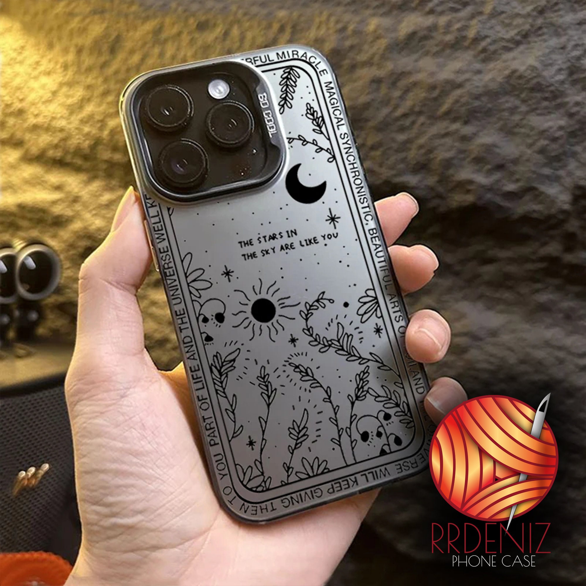 Sun & Moon Pattern Matte Black Phone Case - Etsy