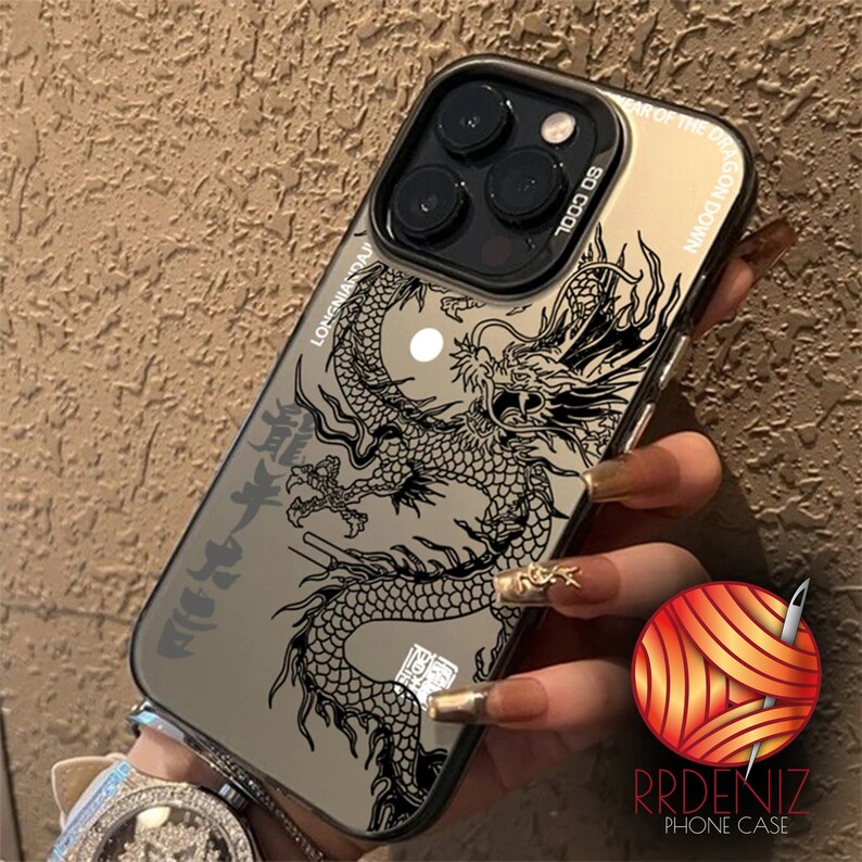 Dragon Pattern Matte Black Creative Laser Phone Case - Etsy
