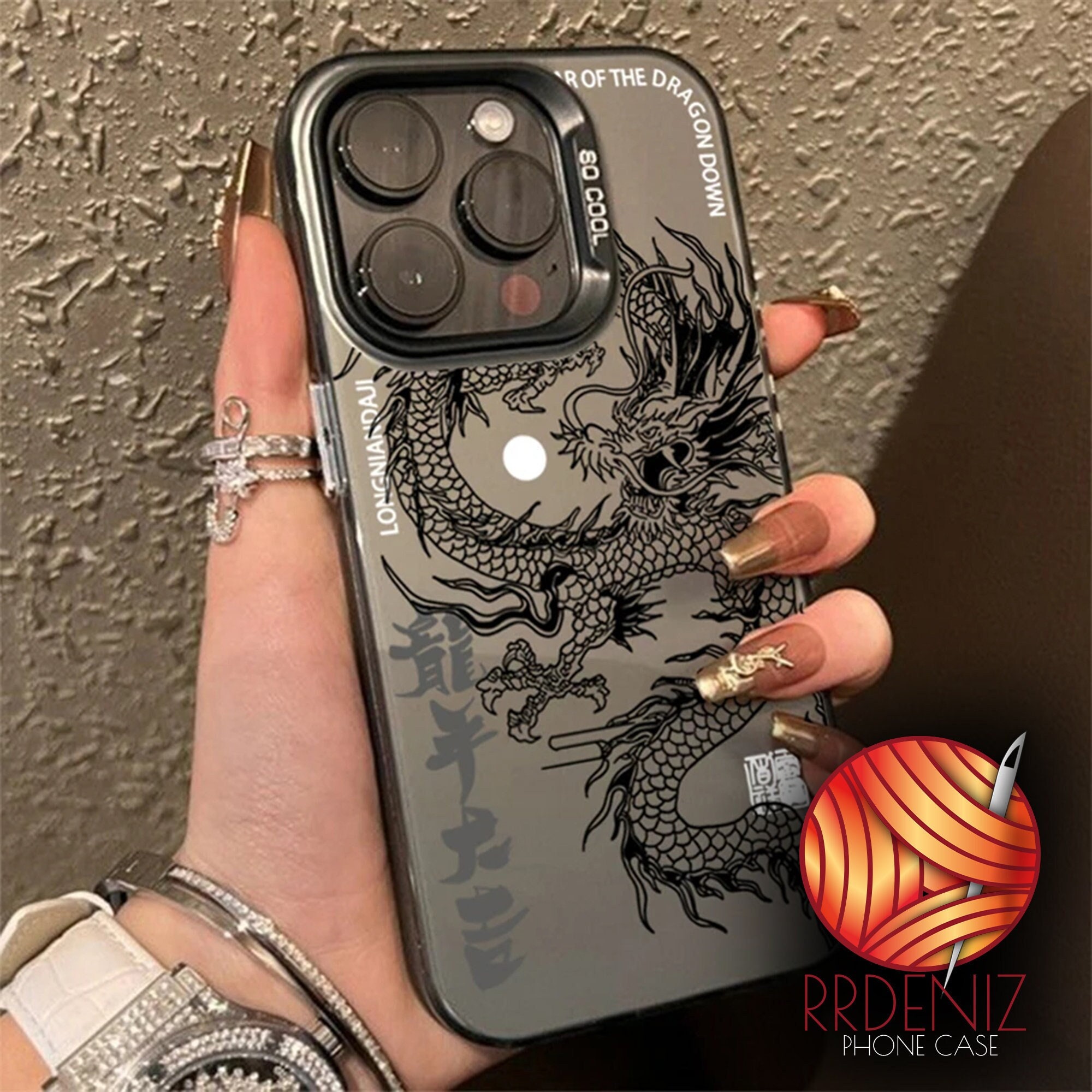 Dragon Pattern Matte Black Creative Laser Phone Case - Etsy