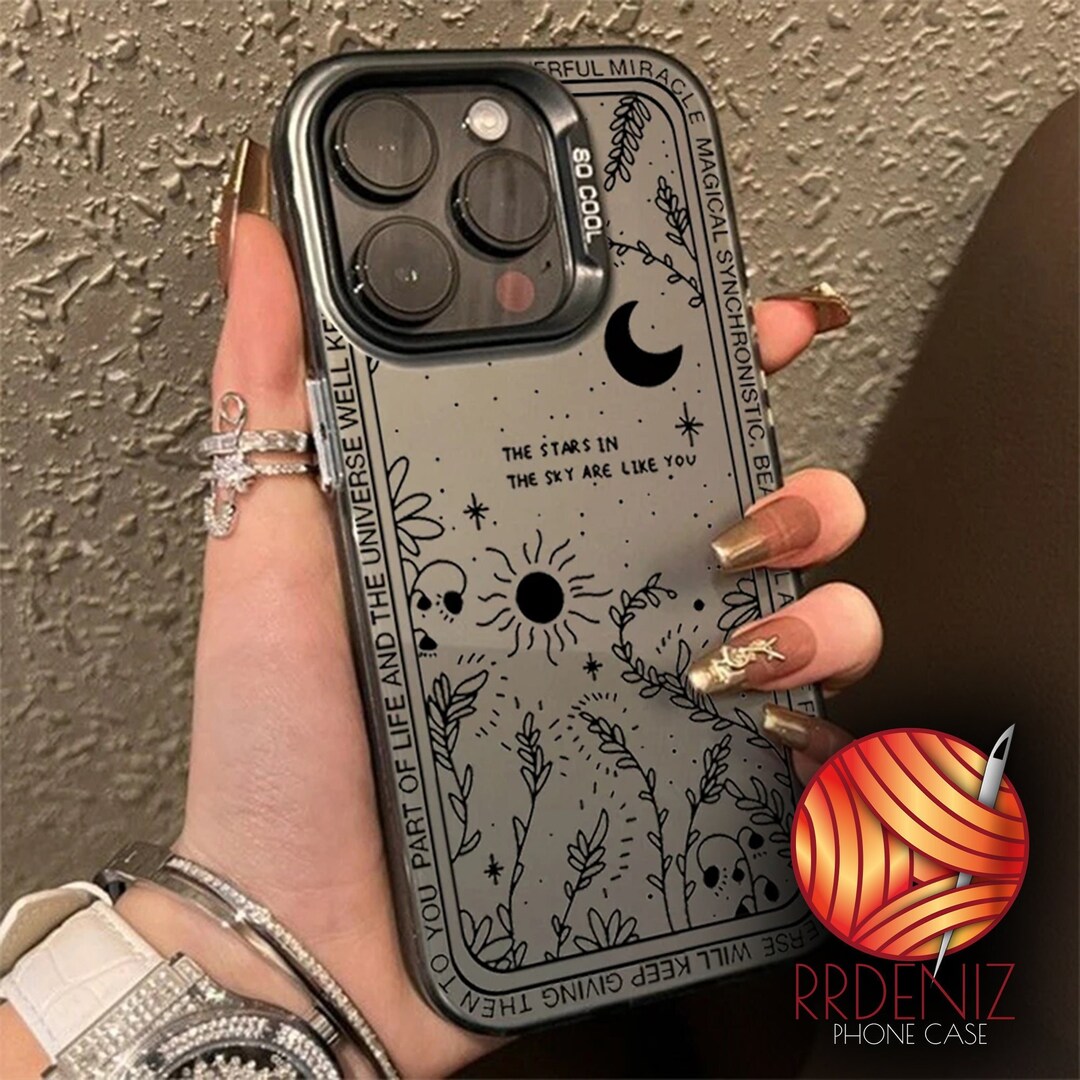 Sun & Moon Pattern Matte Black Phone Case - Etsy