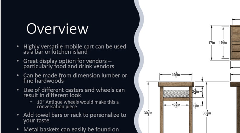 Rustic Bar Cart or Kitchen Island Wood Plan Weekend DIY - Etsy