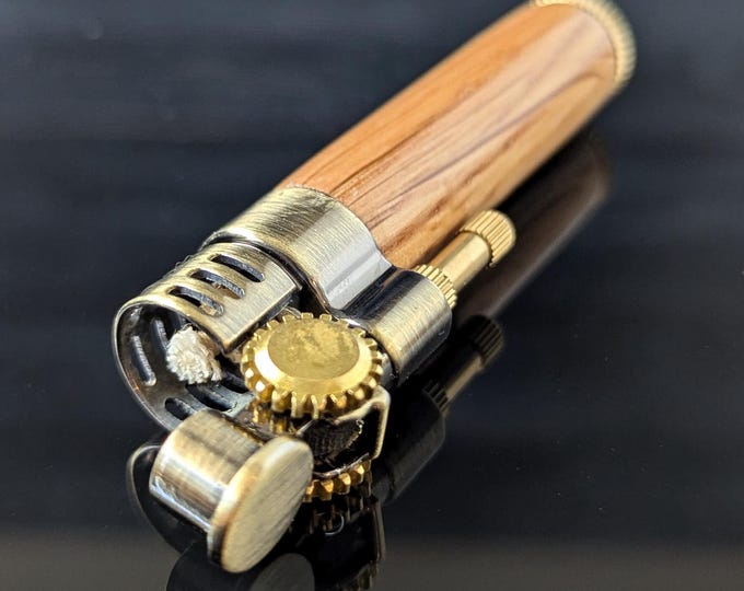 Hand-turned Wood Barrel Lighter - Crafted Elegance - Unique Steampunk ...