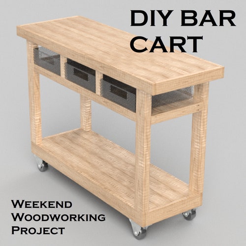 Rustic Bar Cart or Kitchen Island Wood Plan Weekend DIY - Etsy