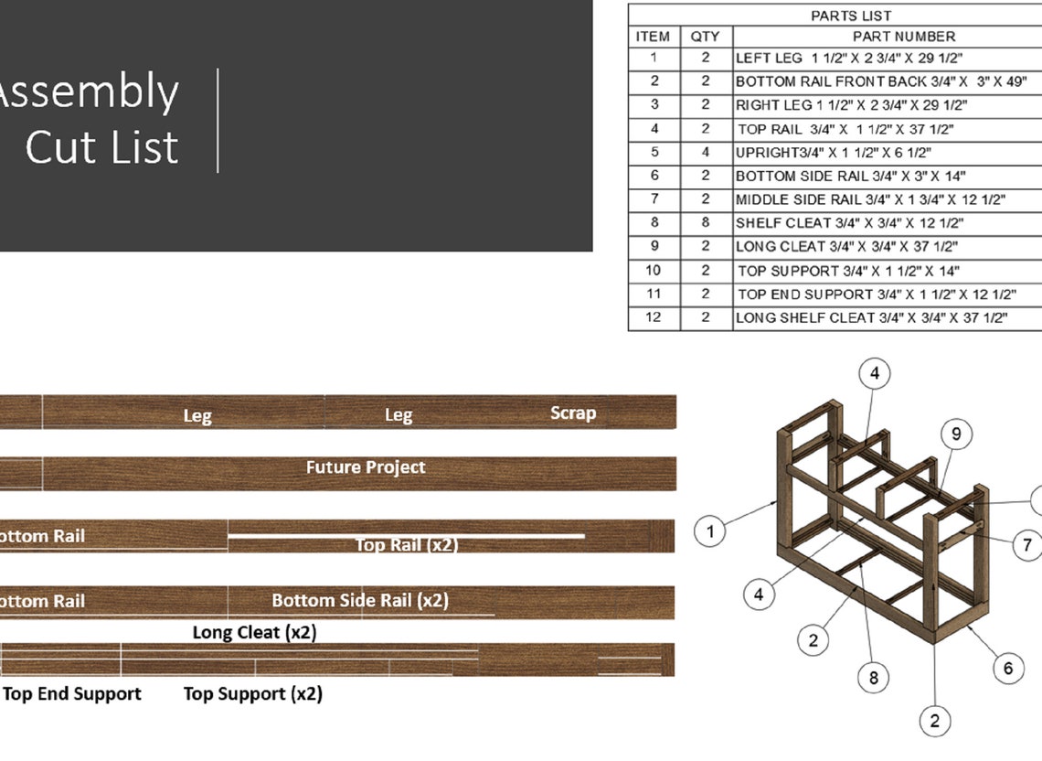 Rustic Bar Cart or Kitchen Island Wood Plan Weekend DIY - Etsy