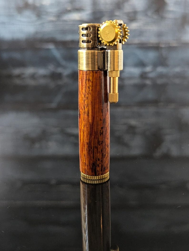 Hand-turned Wood Barrel Lighter - Crafted Elegance - Unique Steampunk ...