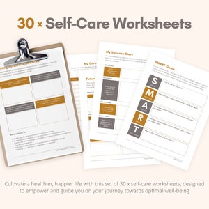 Self-care Worksheets & Trackers for Holistic Wellness, Therapy Tool ...