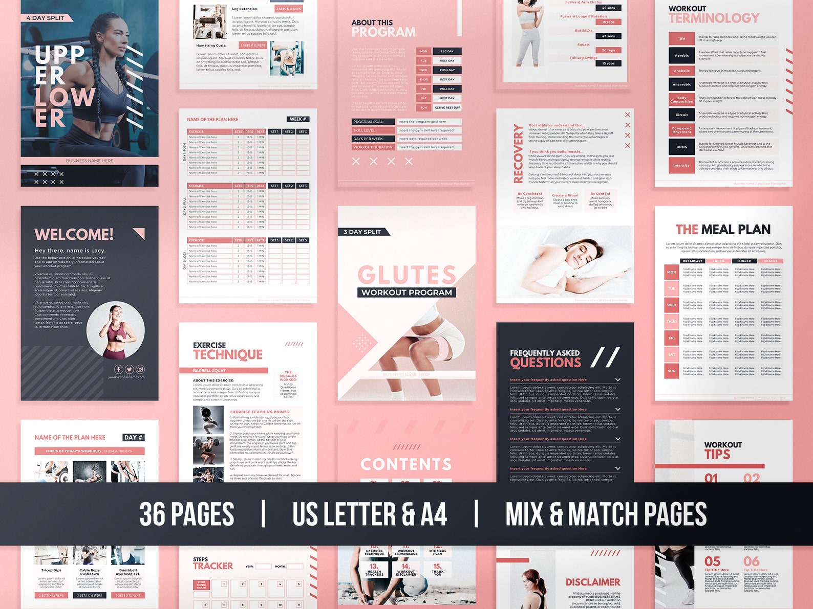 Workout Program Template | Personal Trainer Exercise Program | Fitness ...