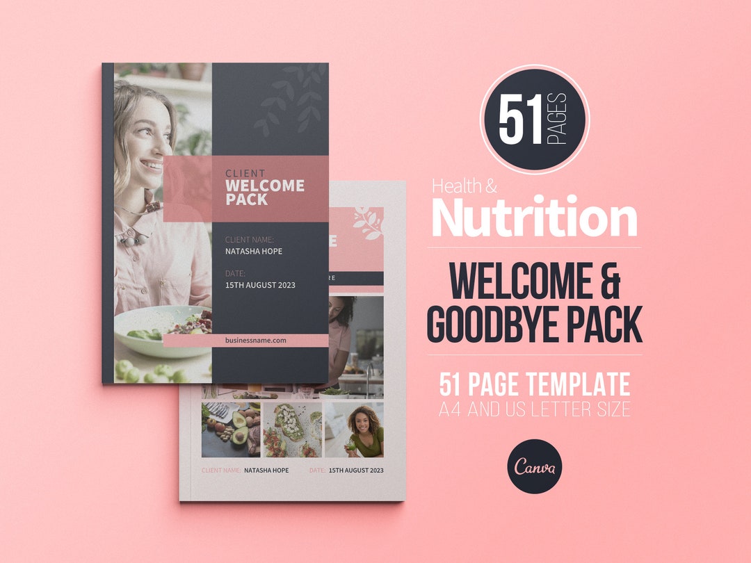 Nutrition Client Welcome and Goodbye Pack | Canva Templates (A4 & US ...