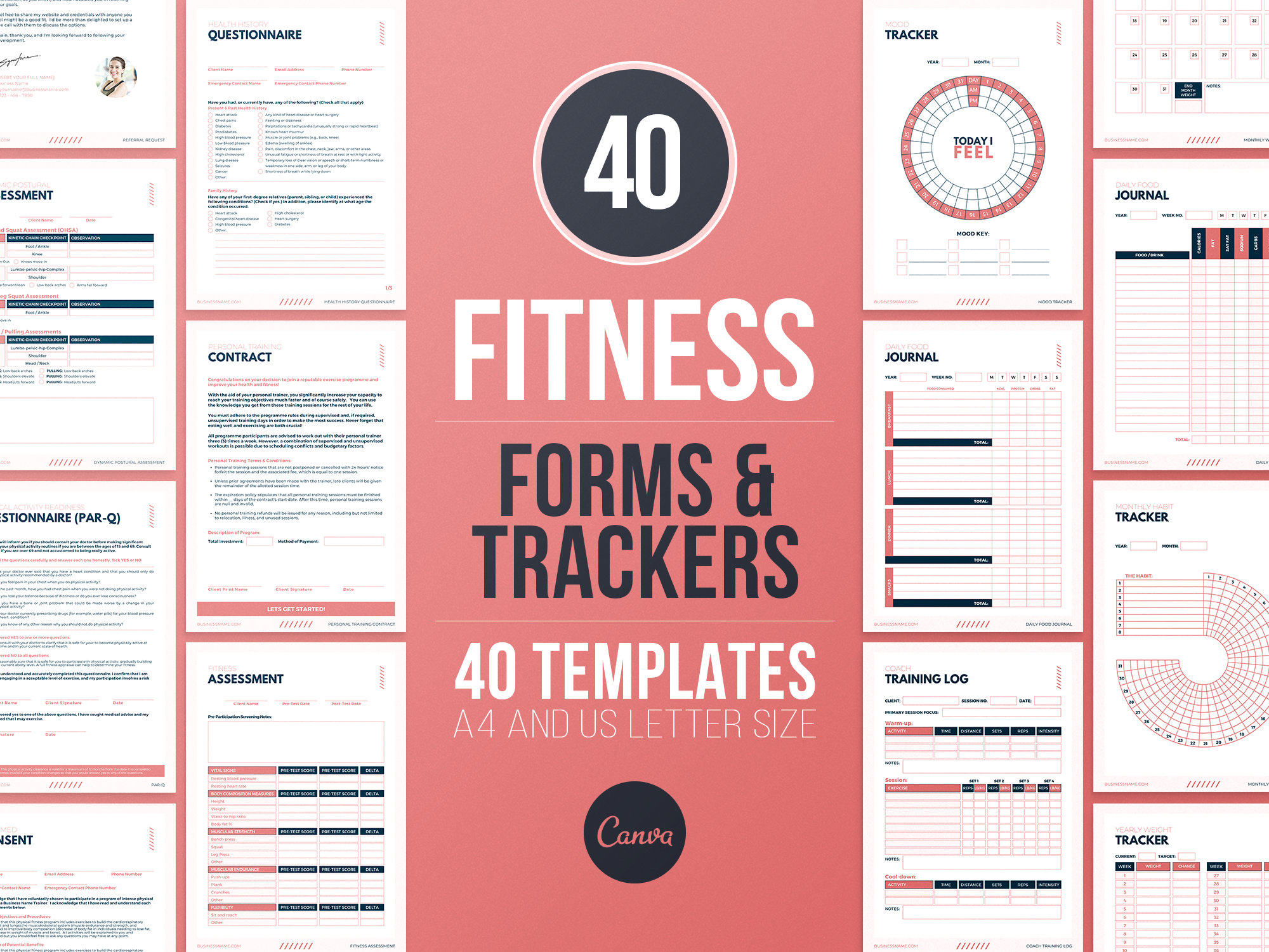 Personal Trainer Client Intake Forms and Fitness Trackers - Etsy Canada