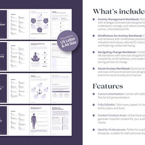 Anxiety Workbook Bundle, Anxiety Worksheets, Therapy Tools, Anxiety ...