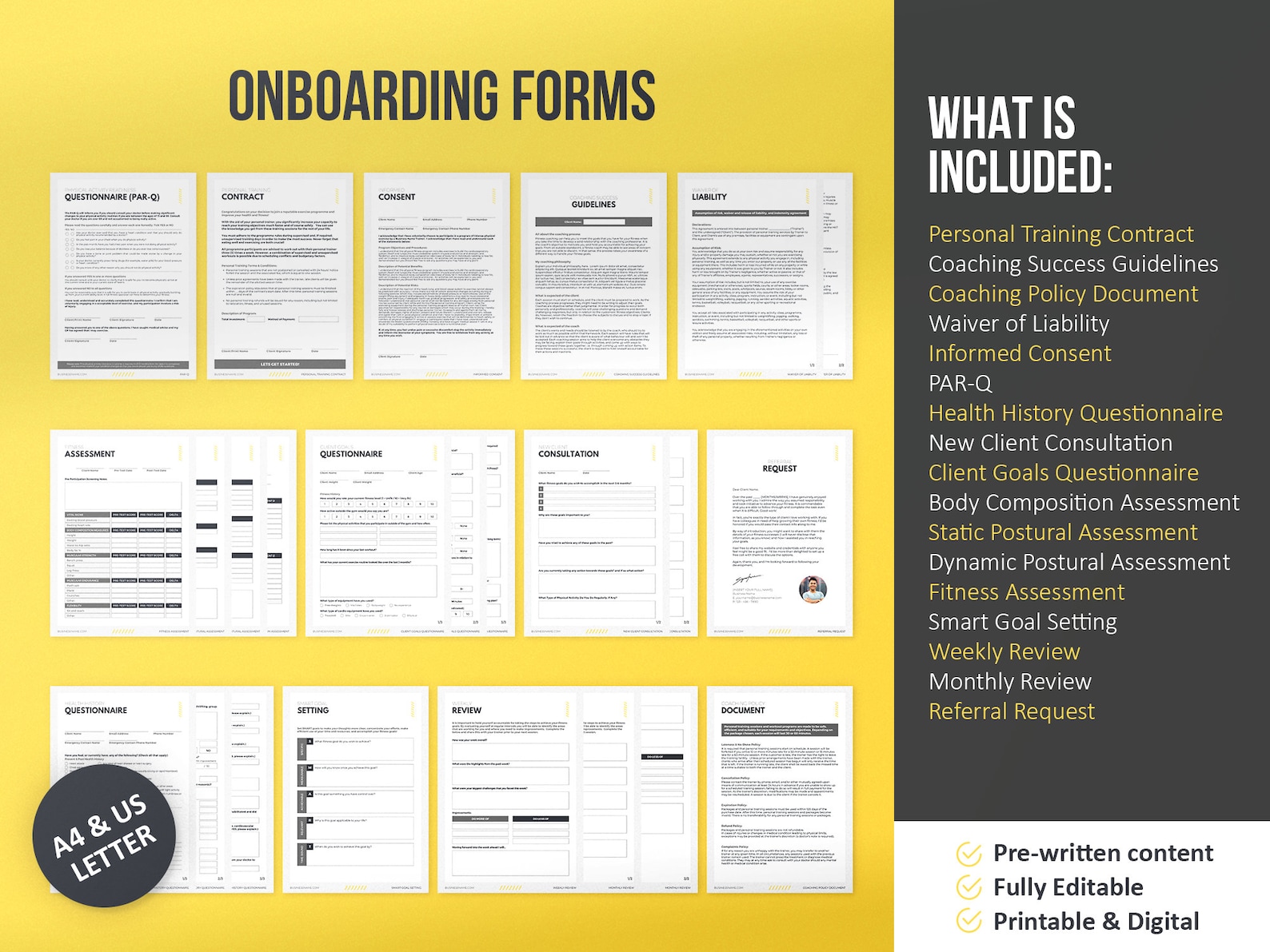 Personal Trainer Client Intake Forms and Fitness Trackers | PARQ ...