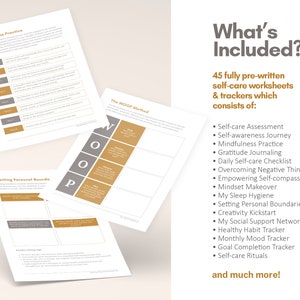 Self-care Worksheets & Trackers for Holistic Wellness, Therapy Tool ...