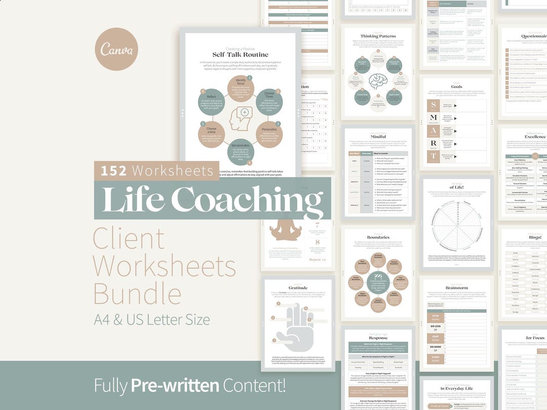 150+ Life Coaching Client Worksheets, Coaching Canva Templates, Wheel ...