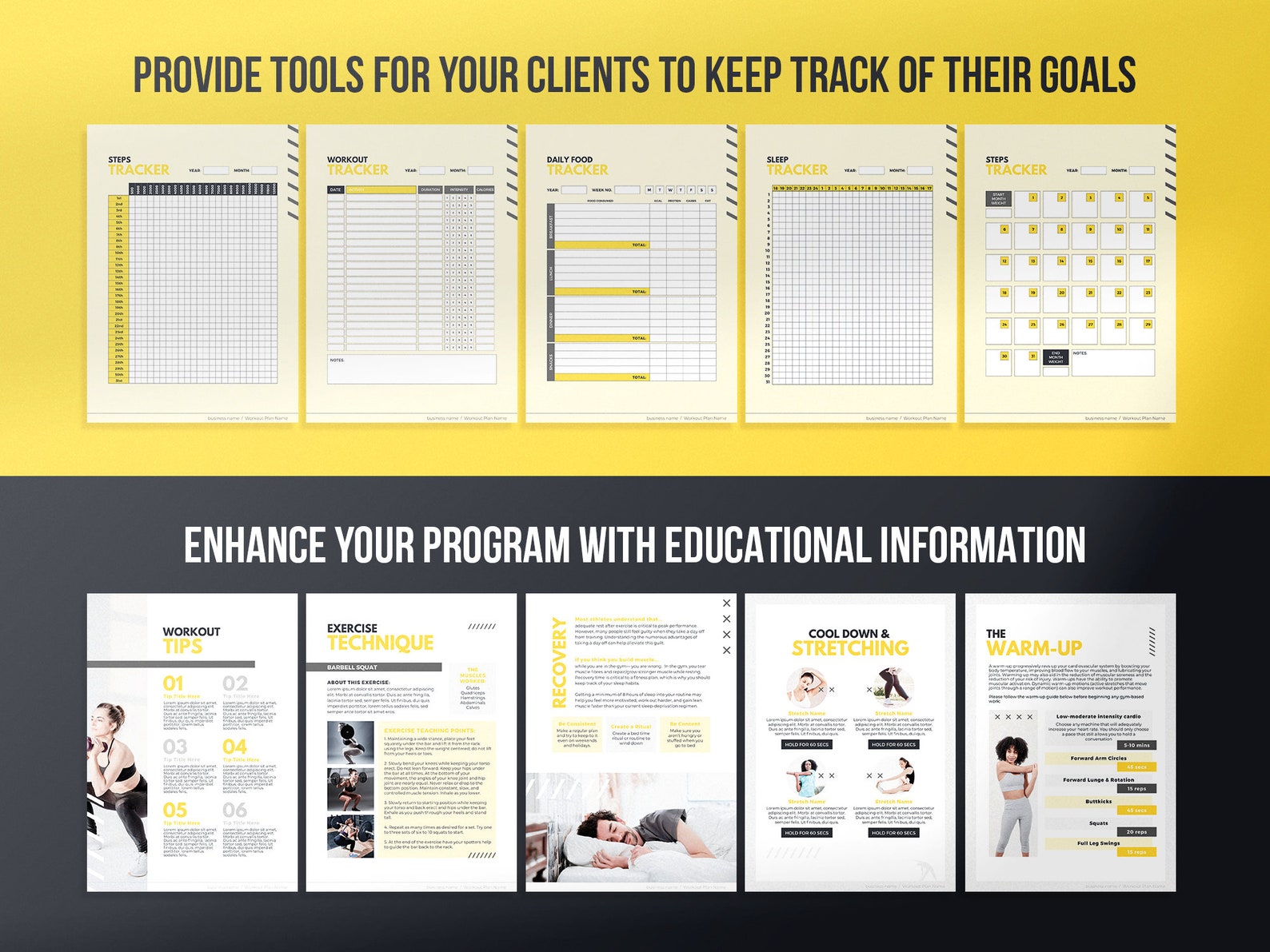 Workout Program Template Personal Trainer Exercise Program - Etsy