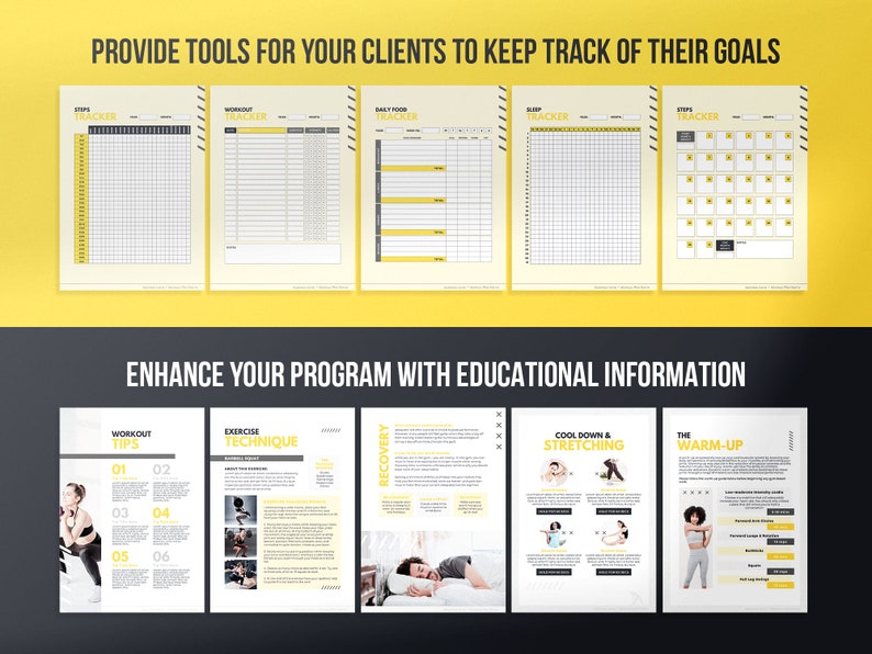 Workout Program Template Personal Trainer Exercise Program - Etsy