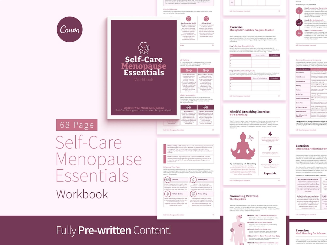 Self-care Menopause Workbook, Canva Template, Hormone Health Journal ...