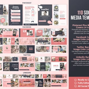 Nutritionist Canva Template Toolkit | 800+ Health Templates (digital ...