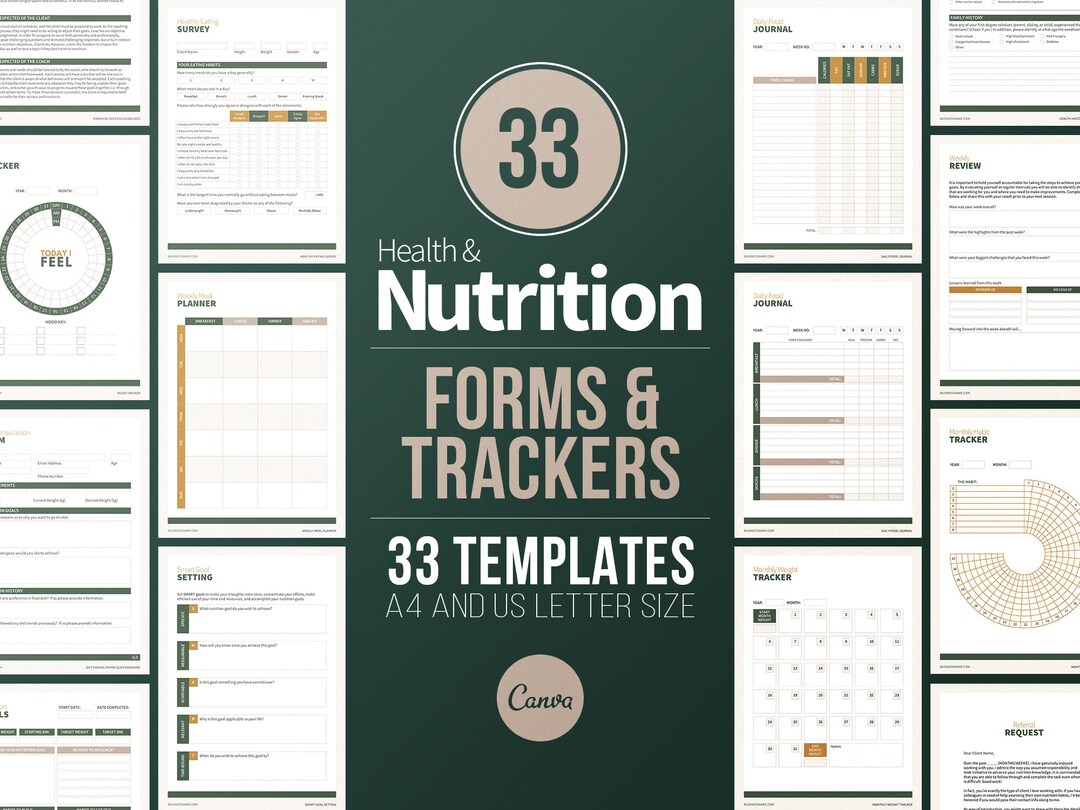 Nutrition Coach Client Intake Forms and Nutrition Trackers | Dietitian ...