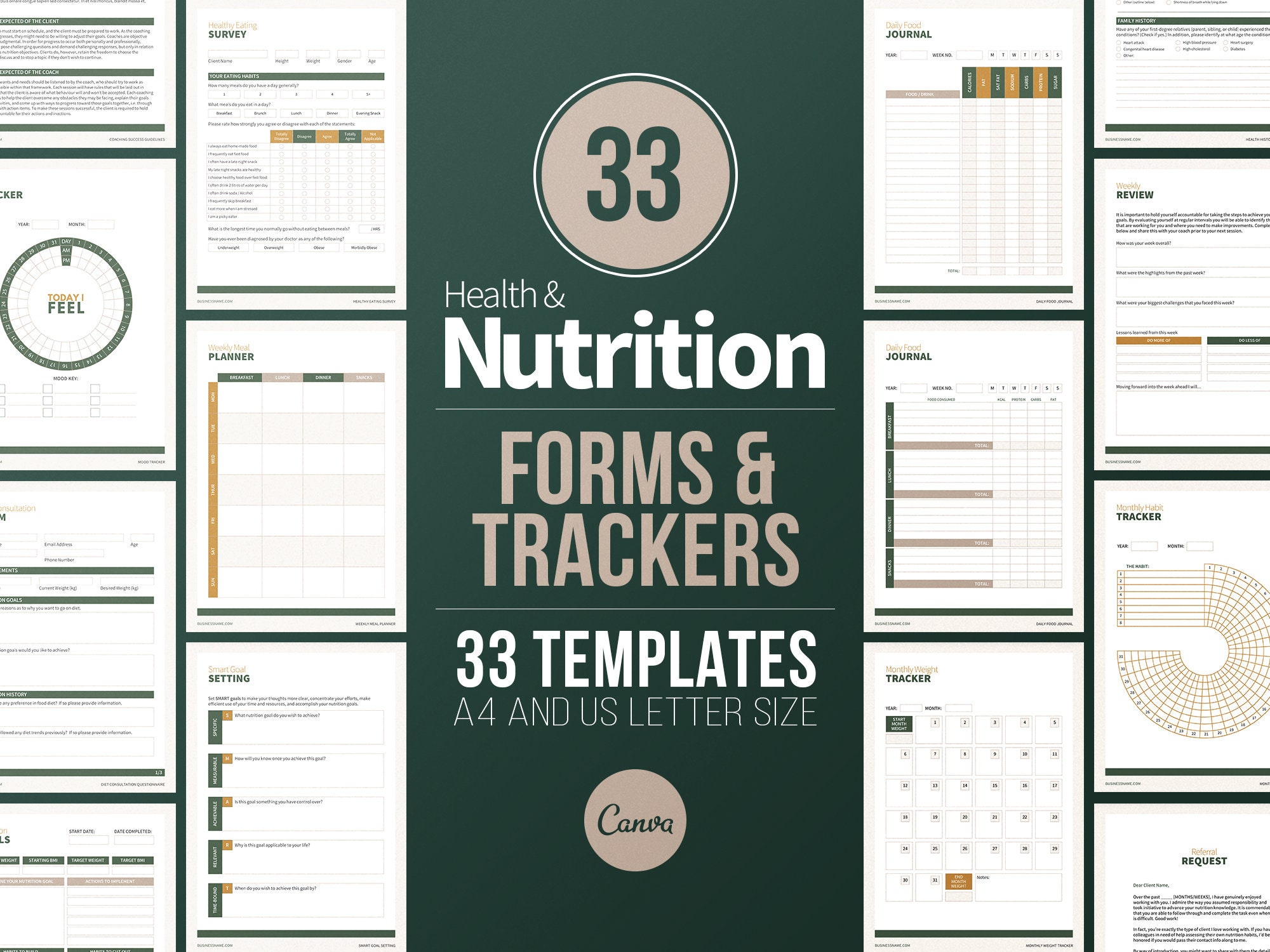 Nutrition Coach Client Intake Forms and Nutrition Trackers | Dietitian ...