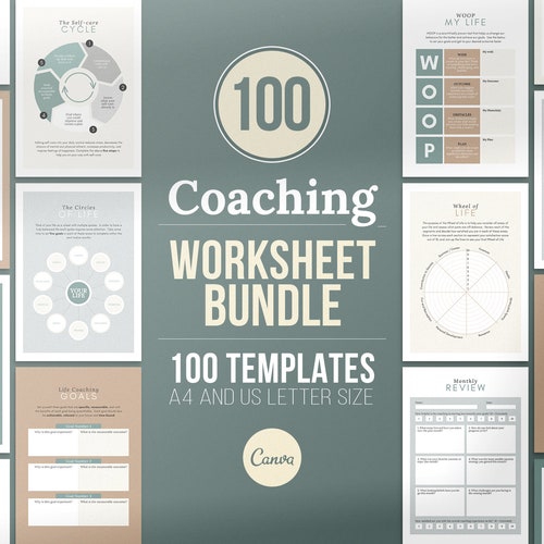 100 Coaching Worksheets Bundle Coaching Canva Templates - Etsy