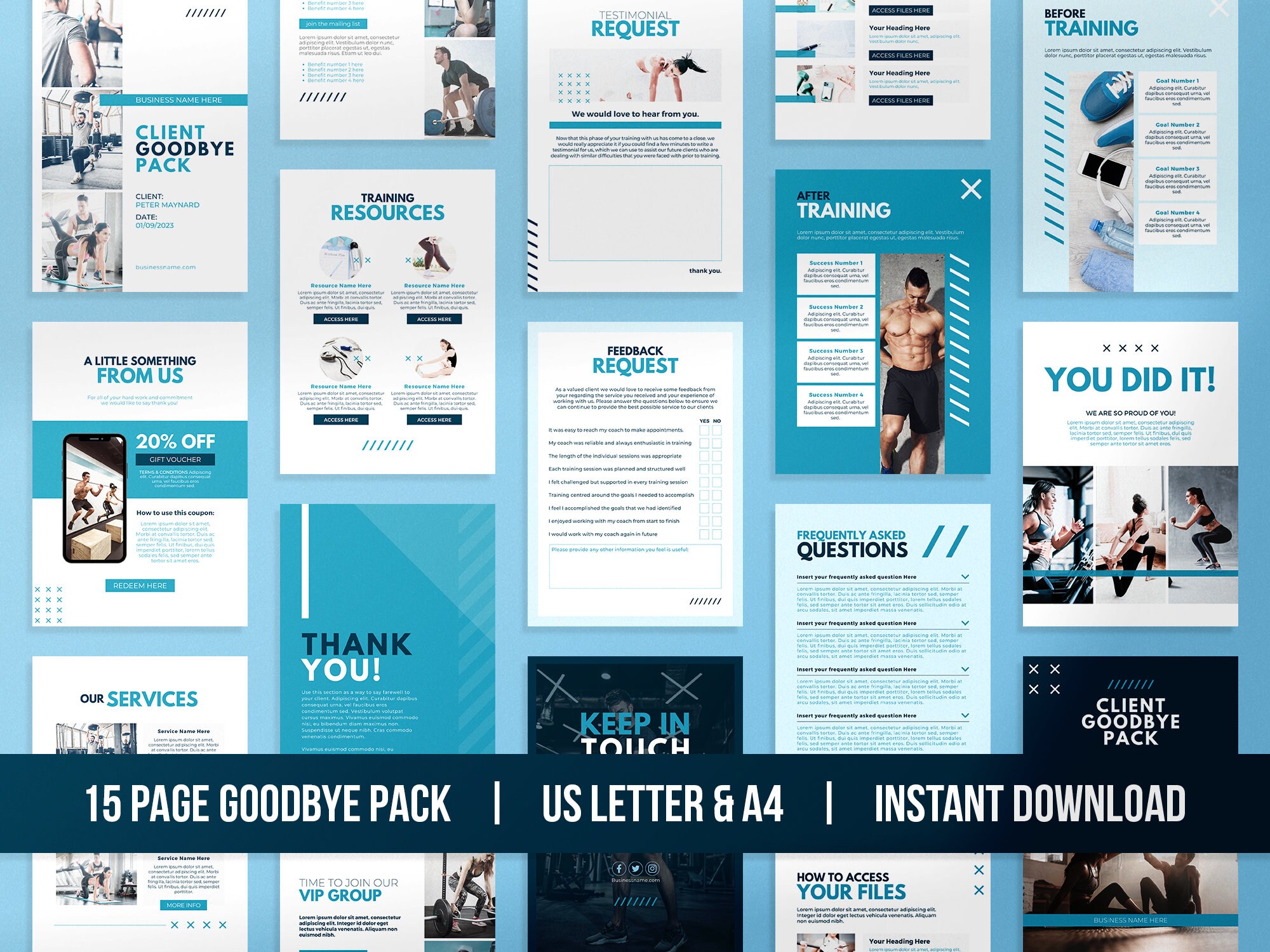 Fitness Client Welcome Pack and Client Goodbye Pack Templates | Client ...