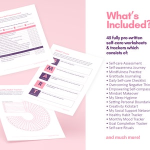 Self-care Worksheets & Trackers for Holistic Wellness, Therapy Tool ...