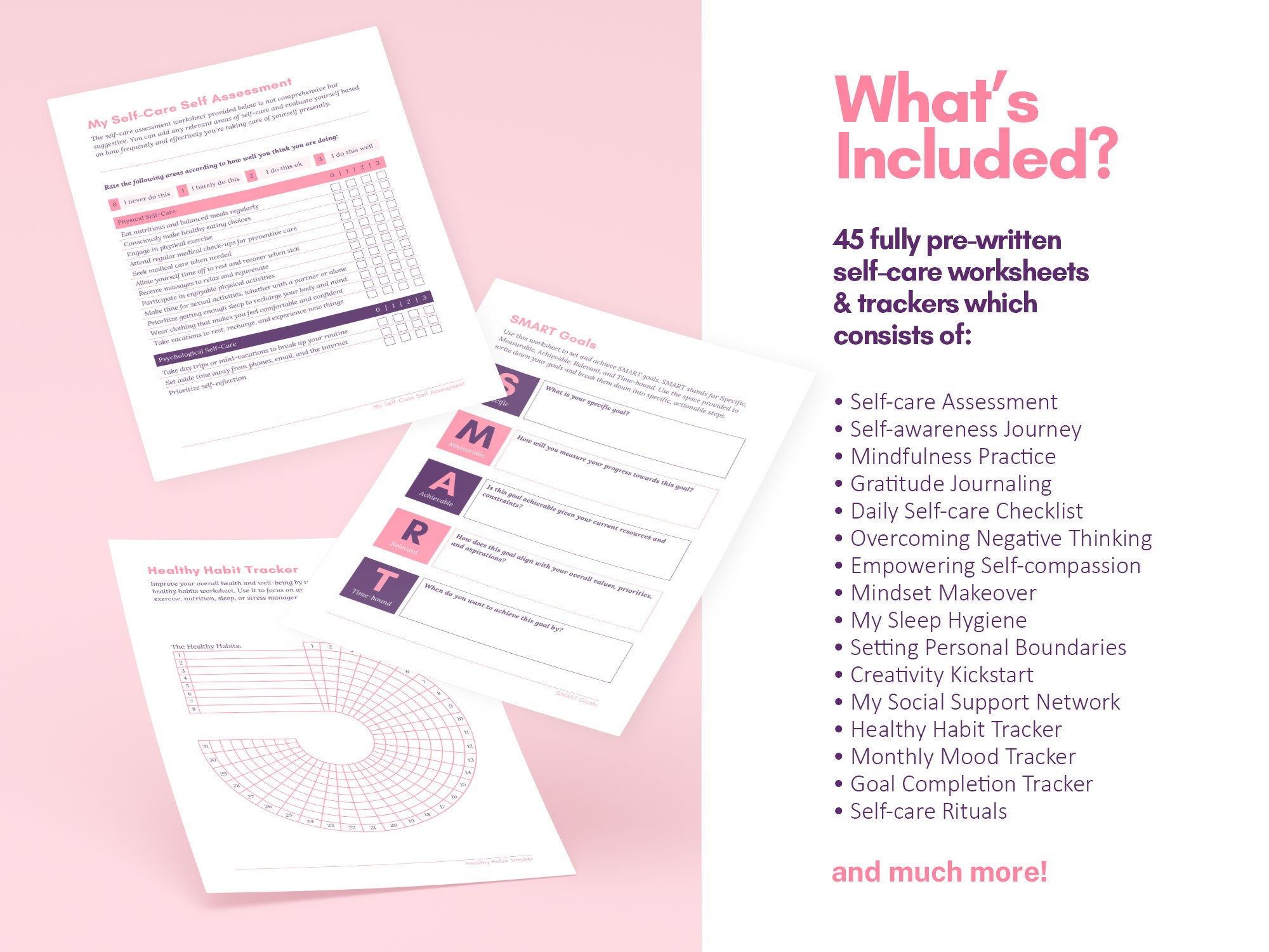 Self-care Worksheets and Trackers, Holistic Wellness, Canva Template - Etsy