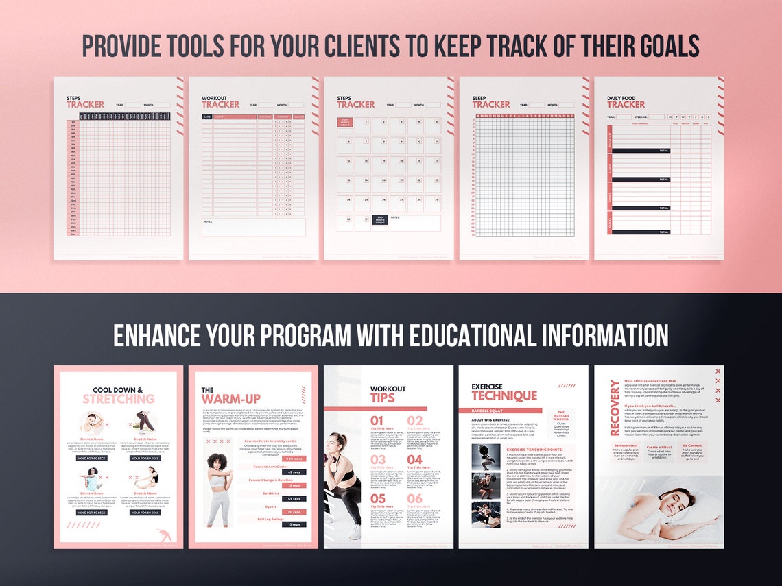 Workout Program Template Personal Trainer Exercise Program - Etsy