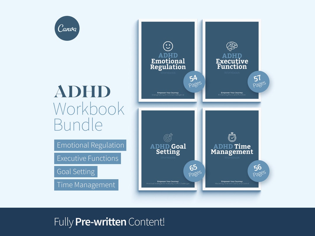 ADHD Workbook Bundle, Editable Canva Coaching Tools, Executive ...