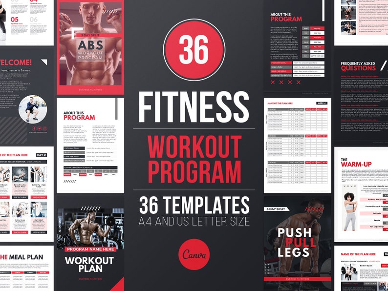 Workout Program Template Personal Trainer Exercise Program - Etsy