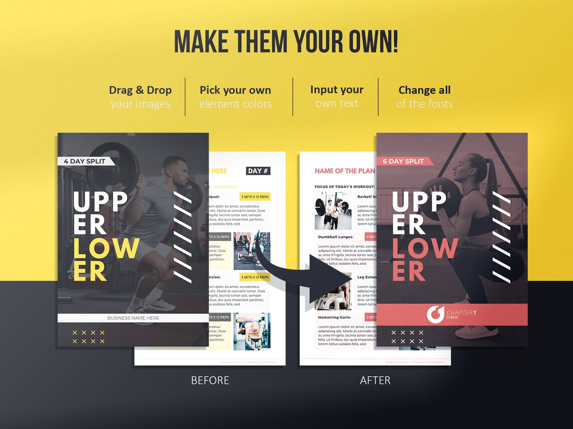 Workout Program Template Personal Trainer Exercise Program - Etsy