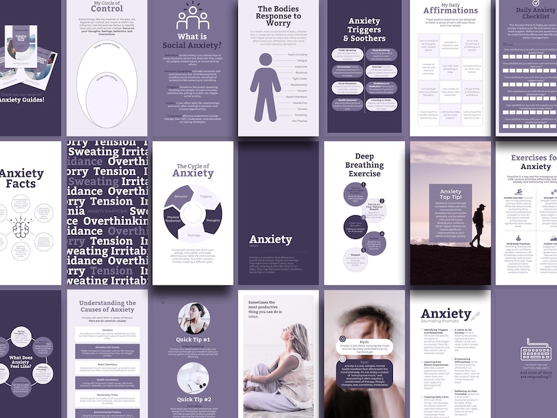 200+ Anxiety Instagram Canva Templates, Mental Health Coaching, Anxiety ...