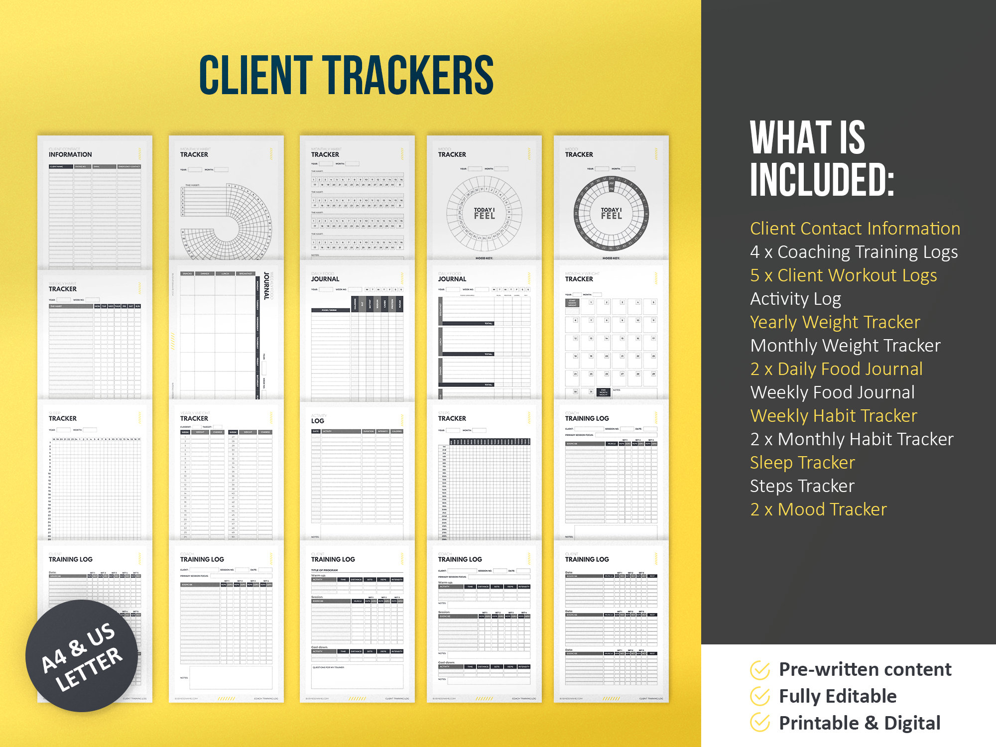 Personal Trainer Client Intake Forms and Fitness Trackers - Etsy UK