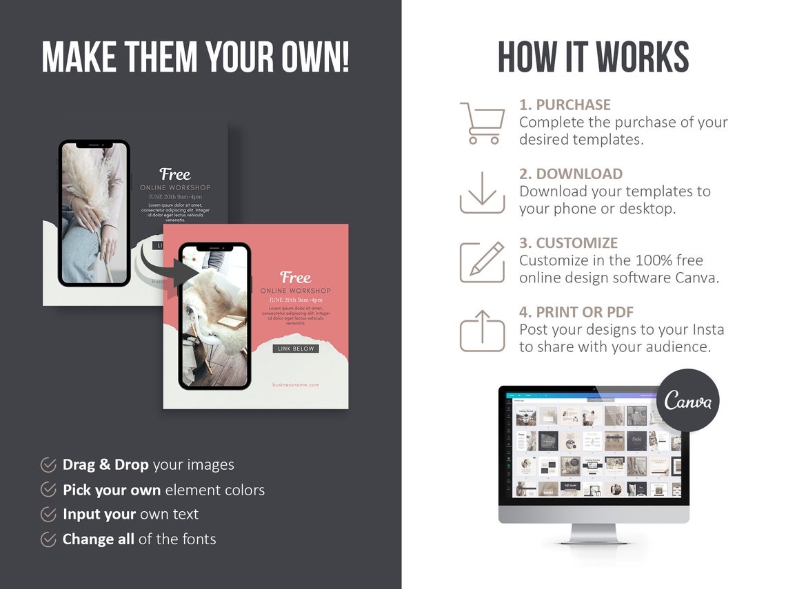 150 Coaching Instagram Post Templates for Canva Life Coach - Etsy