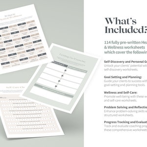 Health and Wellness Coach Worksheet Templates, Health and Life Coaching ...