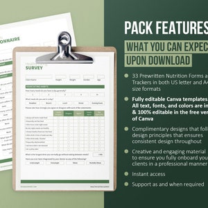 Nutrition Coach Client Intake Forms and Nutrition Trackers | Dietitian ...