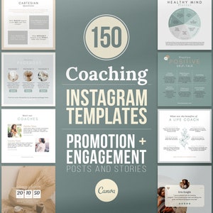 150 Coaching Instagram Post Templates for Canva Life Coach Instagram ...