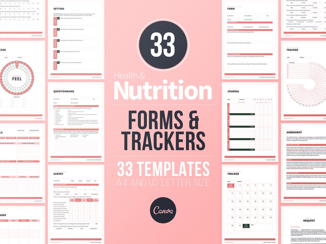 Nutrition Coach Client Intake Forms and Nutrition Trackers | Dietitian ...