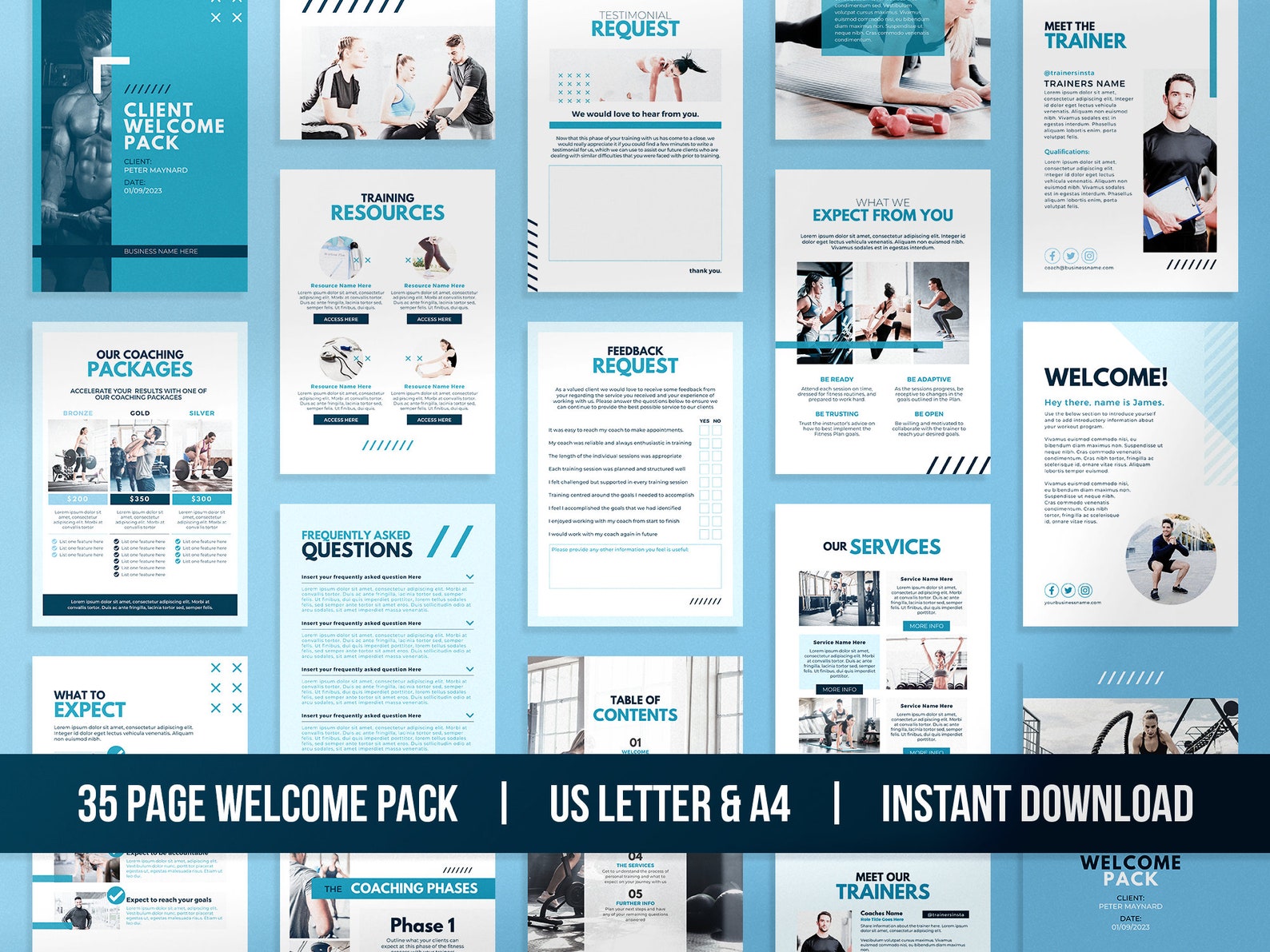 Fitness Client Welcome Pack and Client Goodbye Pack Templates | Client ...