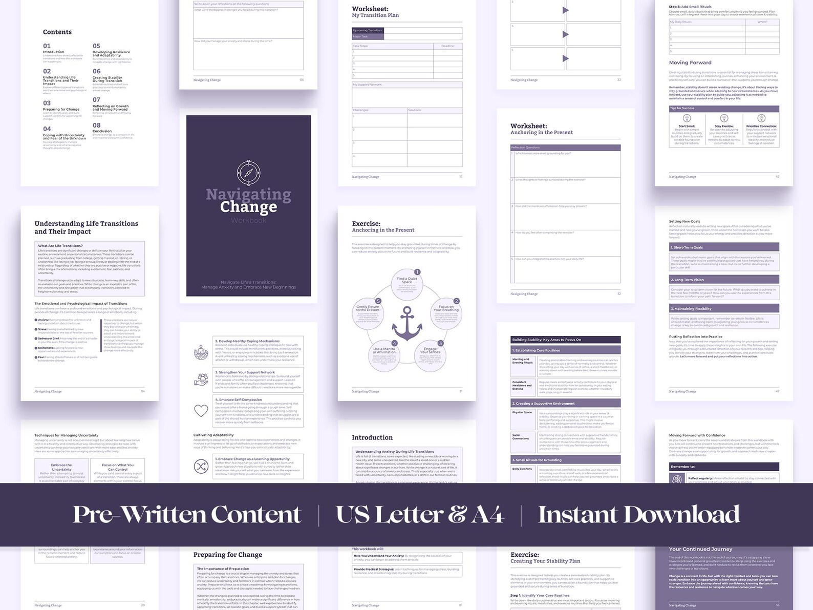 Navigating Change Workbook, Anxiety & Therapy Tools (canva Ebook) - Etsy