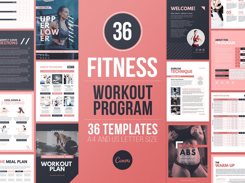 Workout Program Template Personal Trainer Exercise Program - Etsy