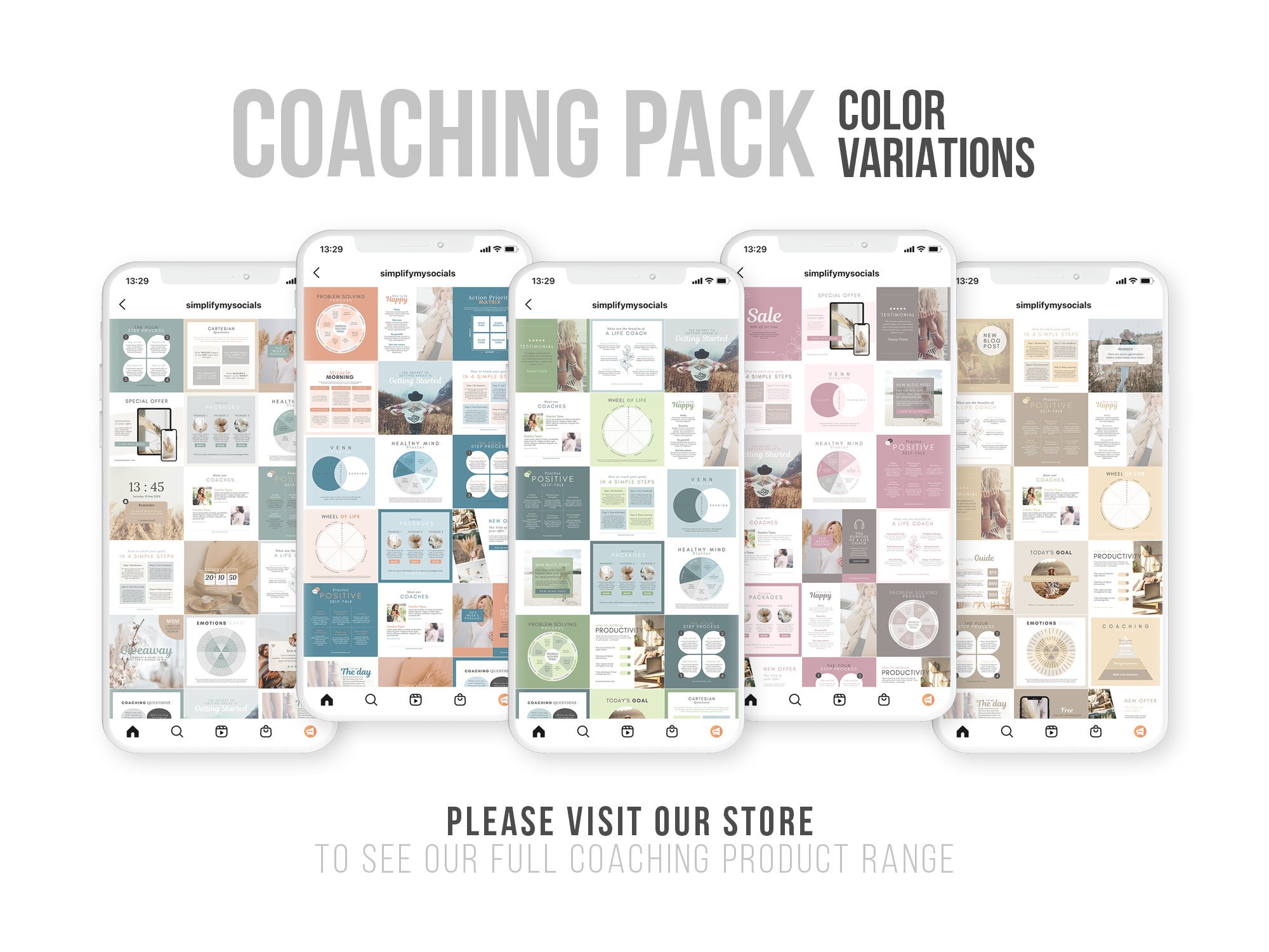 150 Coaching Instagram Post Templates for Canva Life Coach | Etsy