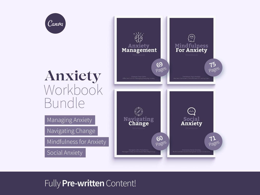 Anxiety Workbook Bundle, Anxiety Worksheets, Therapy Tools, Anxiety ...