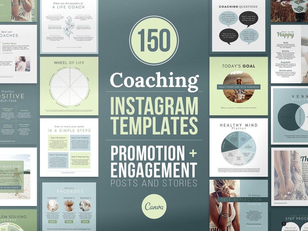 150 Coaching Instagram Post Templates for Canva | Life Coach Instagram ...